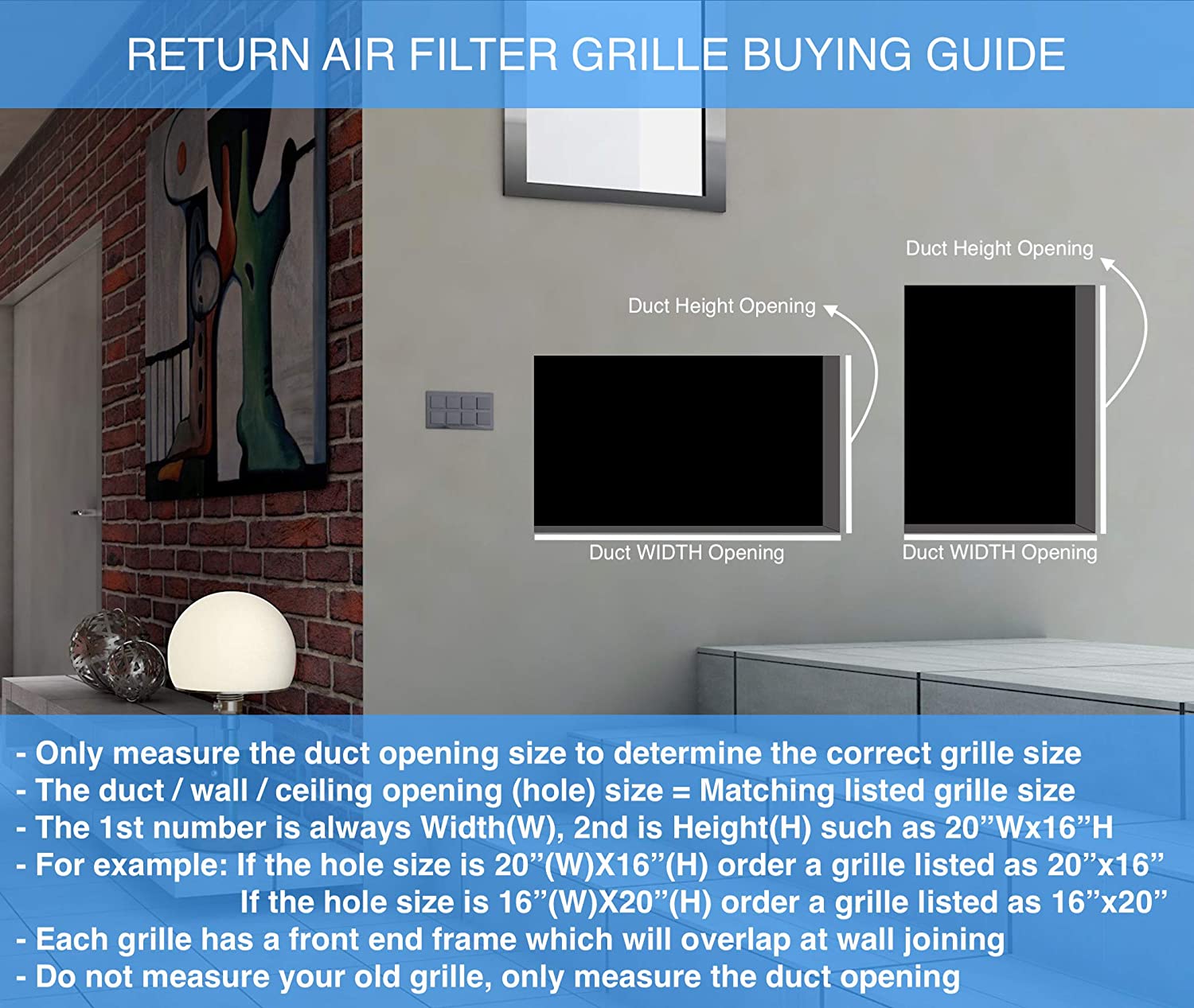 Filter Included Heavy Duty Steel Return Air Filter Grille HVAC Vent ...