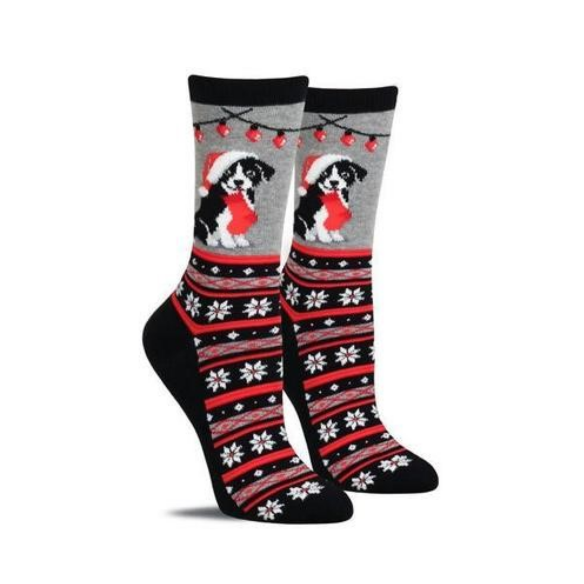 Christmas Border Collie Socks (Adult Medium) - Gray or Green | eBay