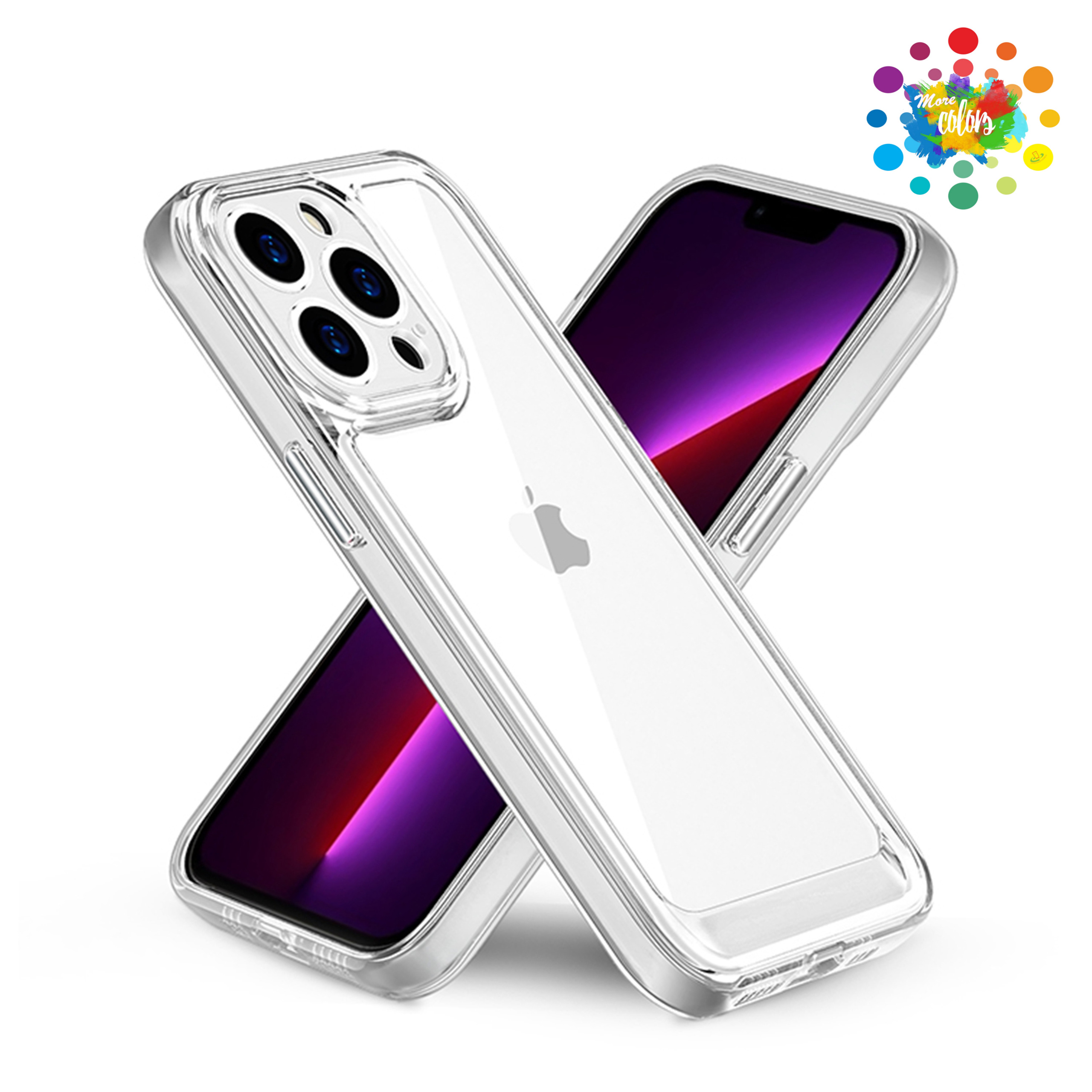 For Apple iPhone 14 Plus Transparent Hybrid Rubber TPU Hard PC Frame ...