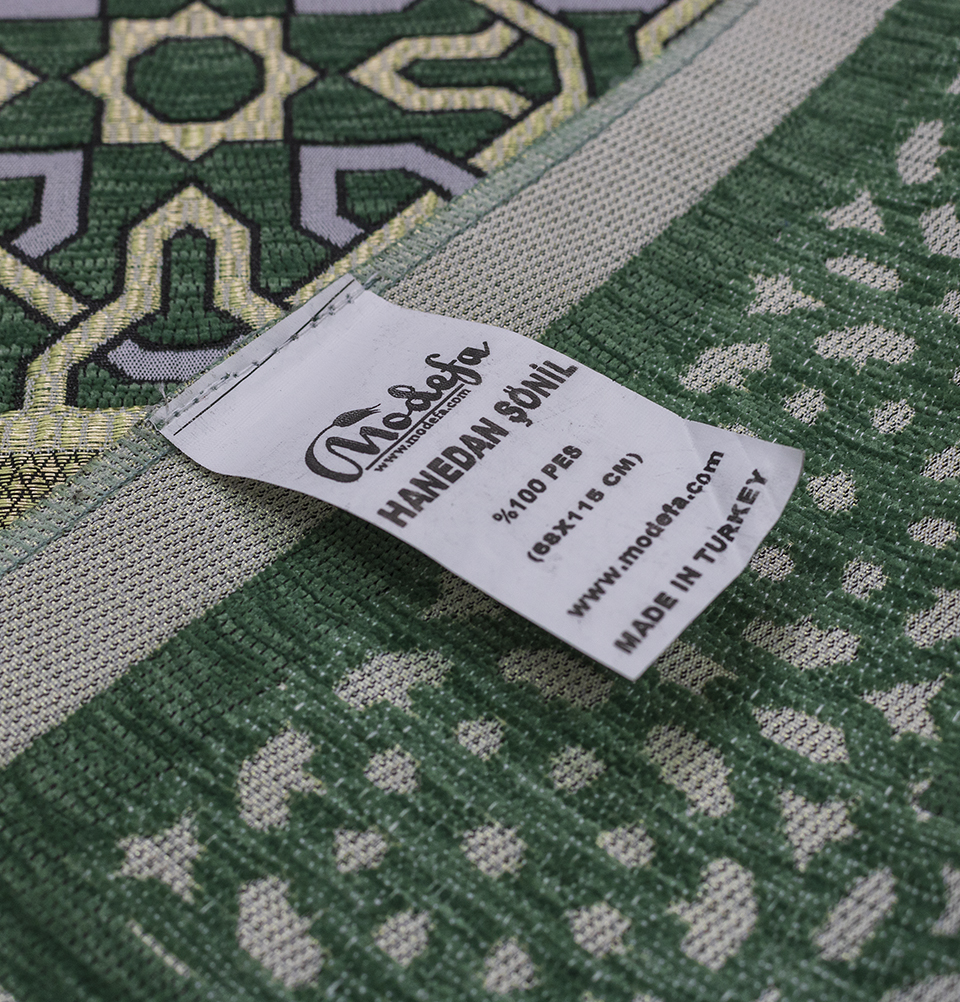 Modefa Turkish Chenille Embroidered Thin Islamic Prayer Mat - Arabesque ...