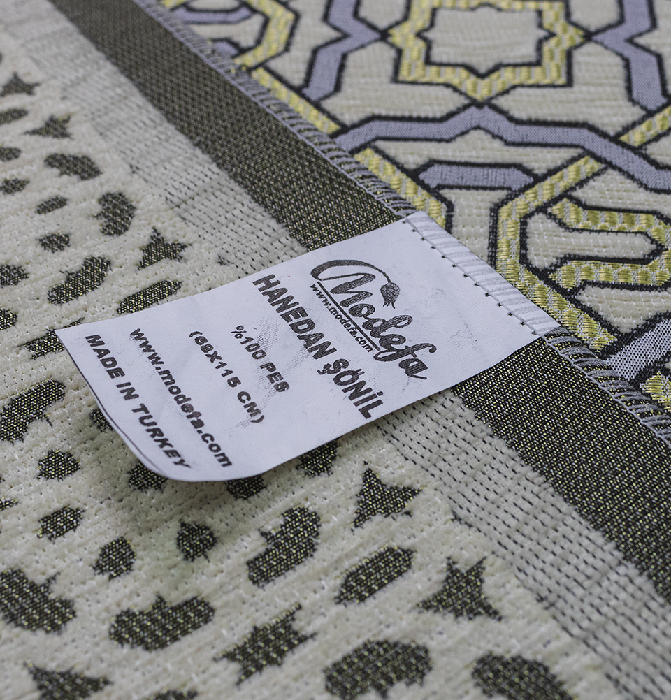 Modefa Turkish Chenille Embroidered Thin Islamic Prayer Mat - Arabesque ...