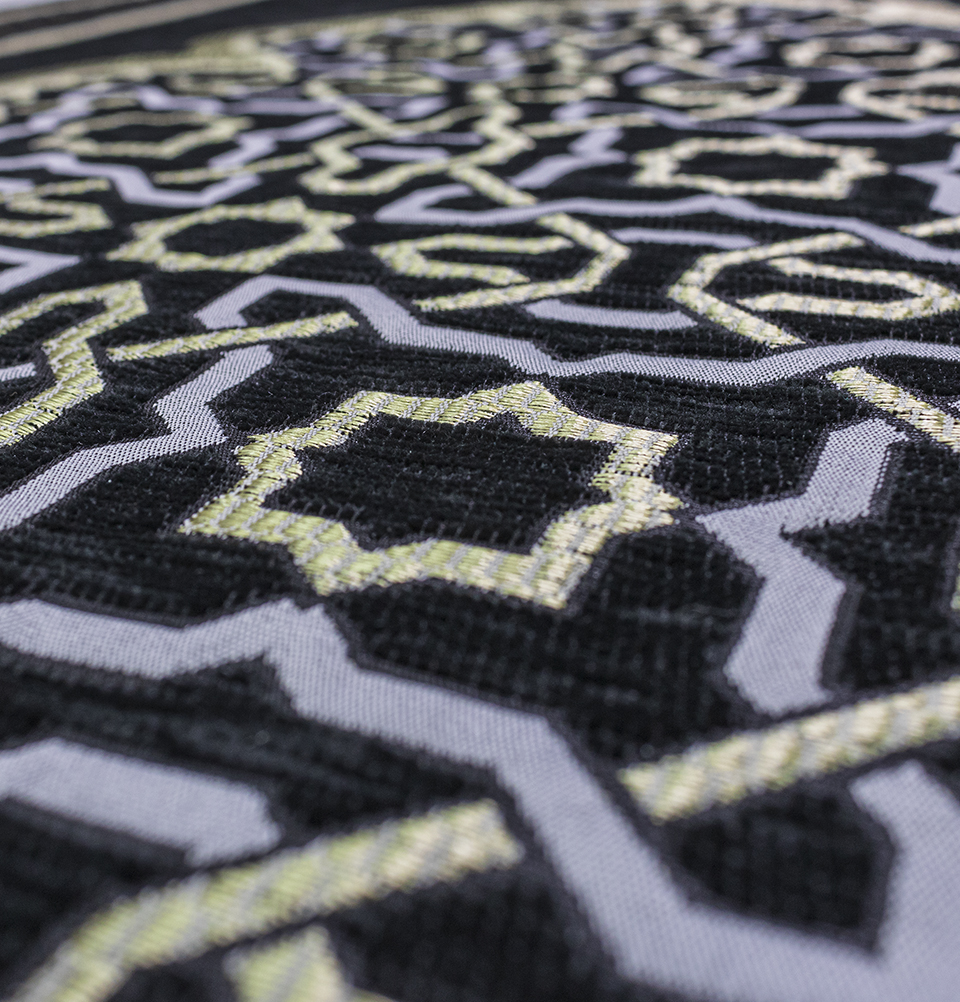 Modefa Turkish Chenille Embroidered Thin Islamic Prayer Mat - Arabesque ...