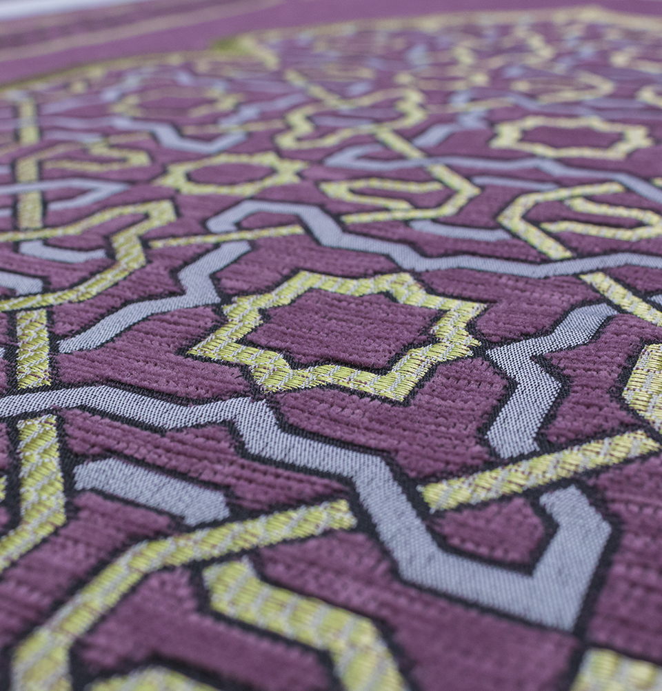 Modefa Turkish Chenille Embroidered Thin Islamic Prayer Mat - Arabesque ...