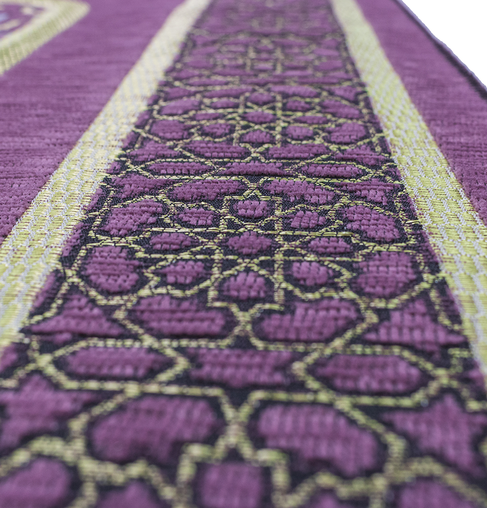 Modefa Turkish Chenille Embroidered Thin Islamic Prayer Mat - Arabesque ...