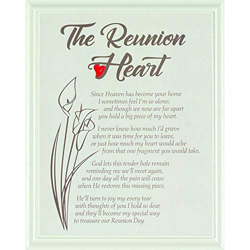 Dicksons The Reunion Heart Memorial Poem Floral Detail Soft Ivory Wood ...