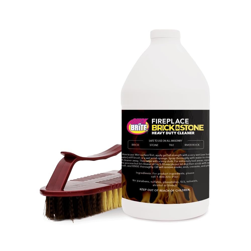 Quick N Brite Gel Fireplace Cleaner with Scrub Brush for Brick, Stone ...