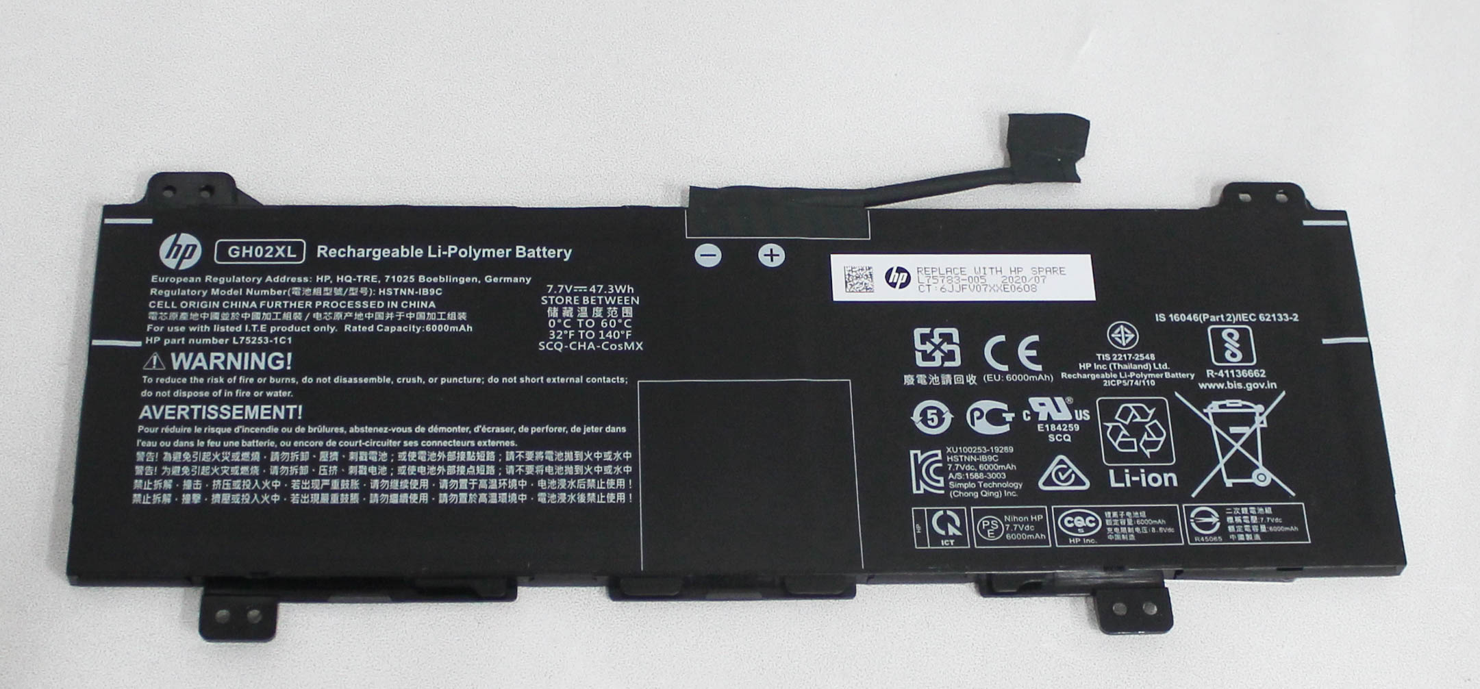 L75783-005 HP BATTERY 7.7V 47.3WH 2C CHROMEBOOK 14A-NA0023CL "GRADE A ...