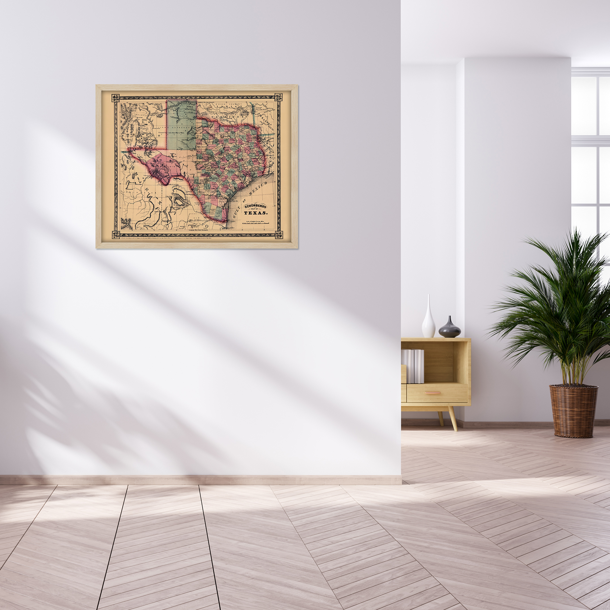 1866 Texas Map - Framed Vintage State of Texas Map Wall Art Poster ...
