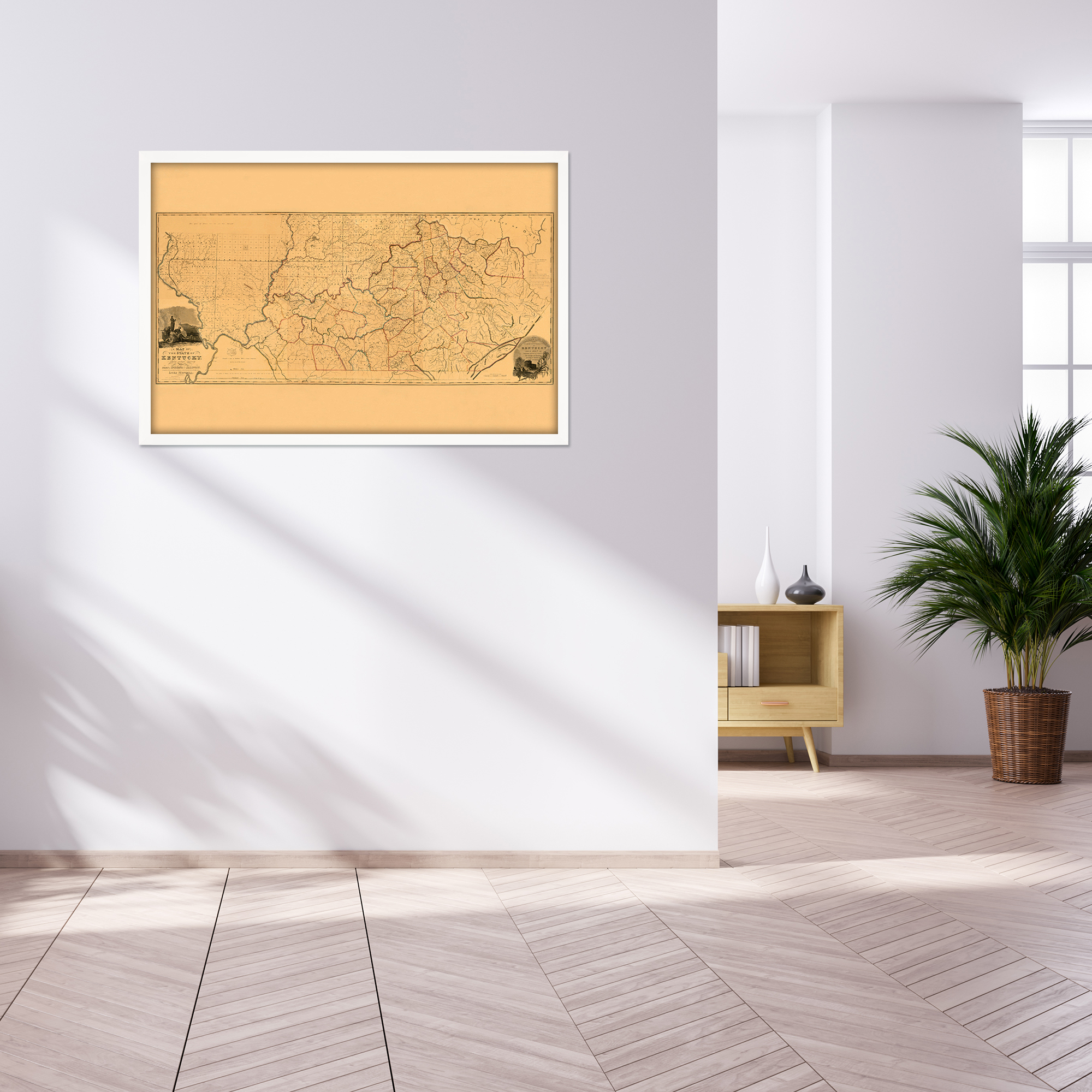 1818 Kentucky State Map - Framed Vintage Map of Kentucky Poster Wall ...
