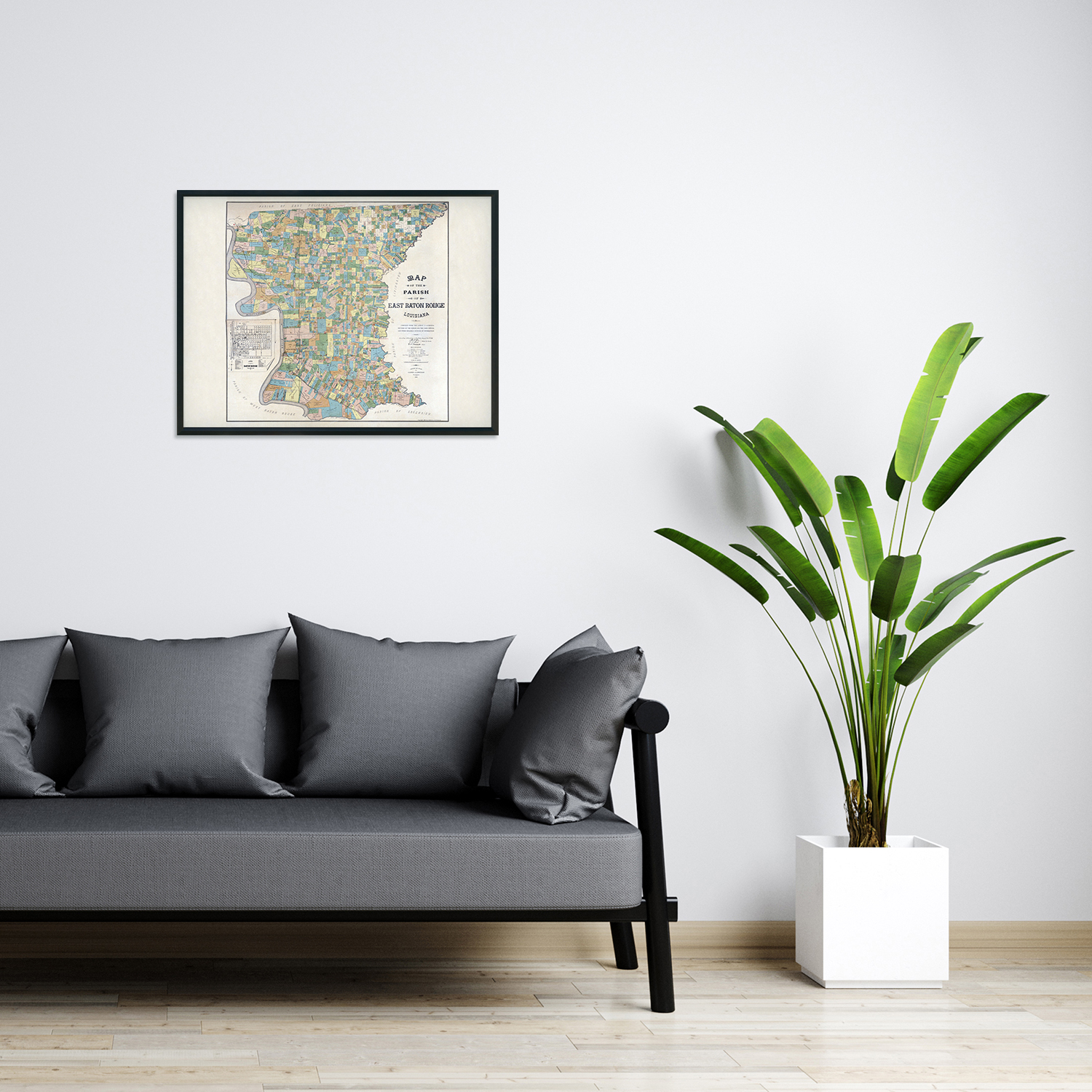 1895 East Baton Rouge Louisiana Map Poster - Vintage East Baton Wall ...