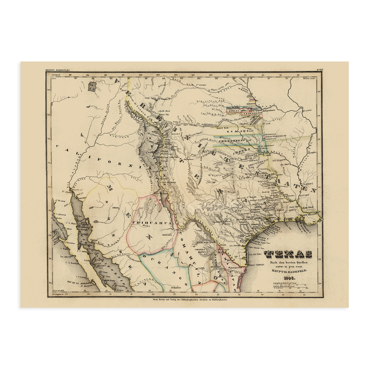 1846 Texas Map - Texas Vintage Map - History Map of Texas Wall Art ...