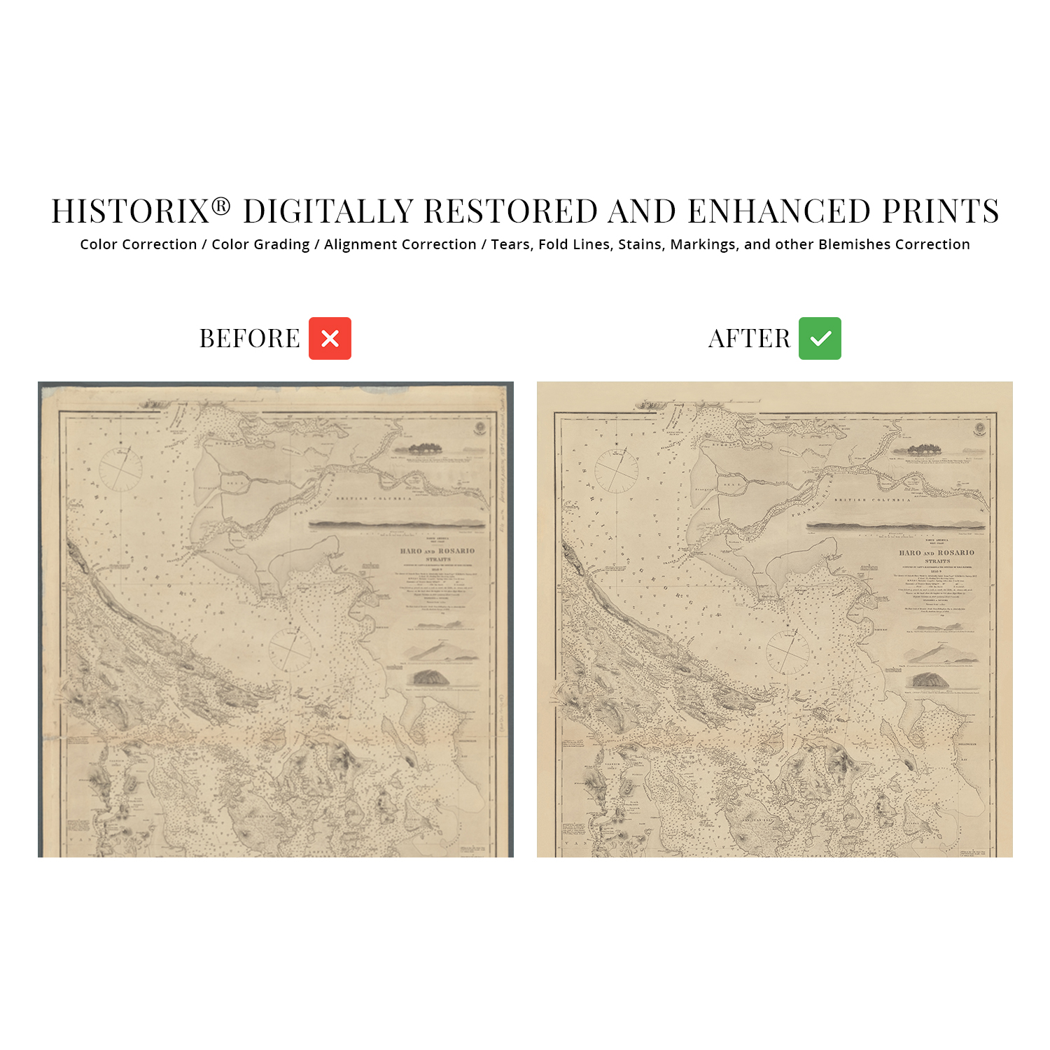 1865 Puget Sound Map - Old Haro Strait Map & Map of Rosario Strait Wall ...