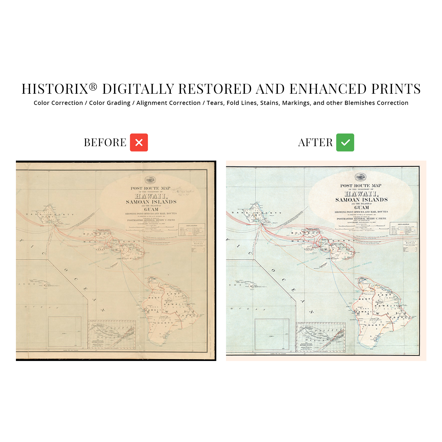 1903 Hawaii Samoan Islands & Guam Map - Hawaii Samoa Is & Guam Old Map ...