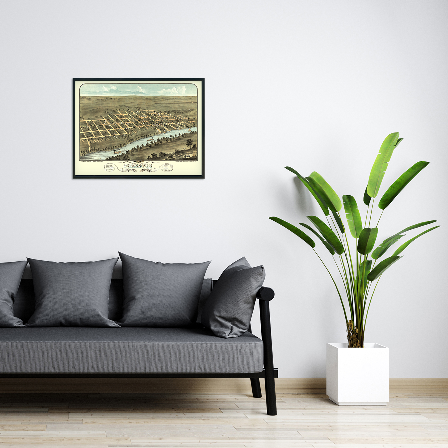 1869 Shakopee Minnesota Map Poster - History Map of Shakopee Wall Art ...