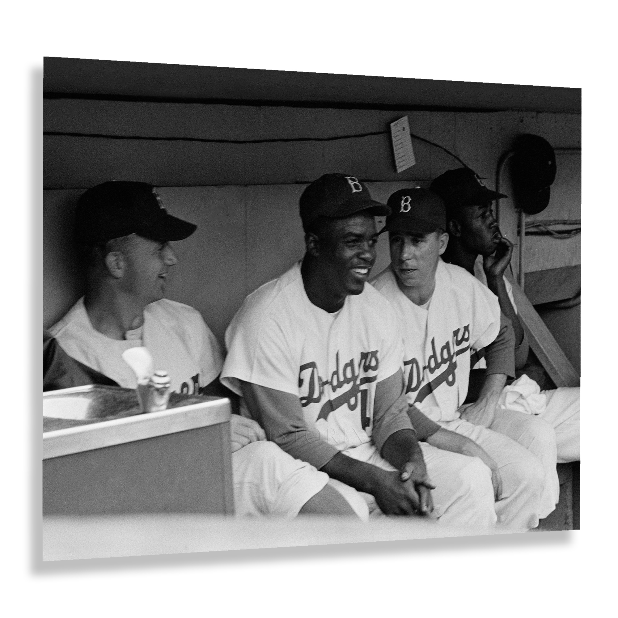 1953 Jackie Robinson & Pee Wee Reese Sitting on Bench in the Dugout ...