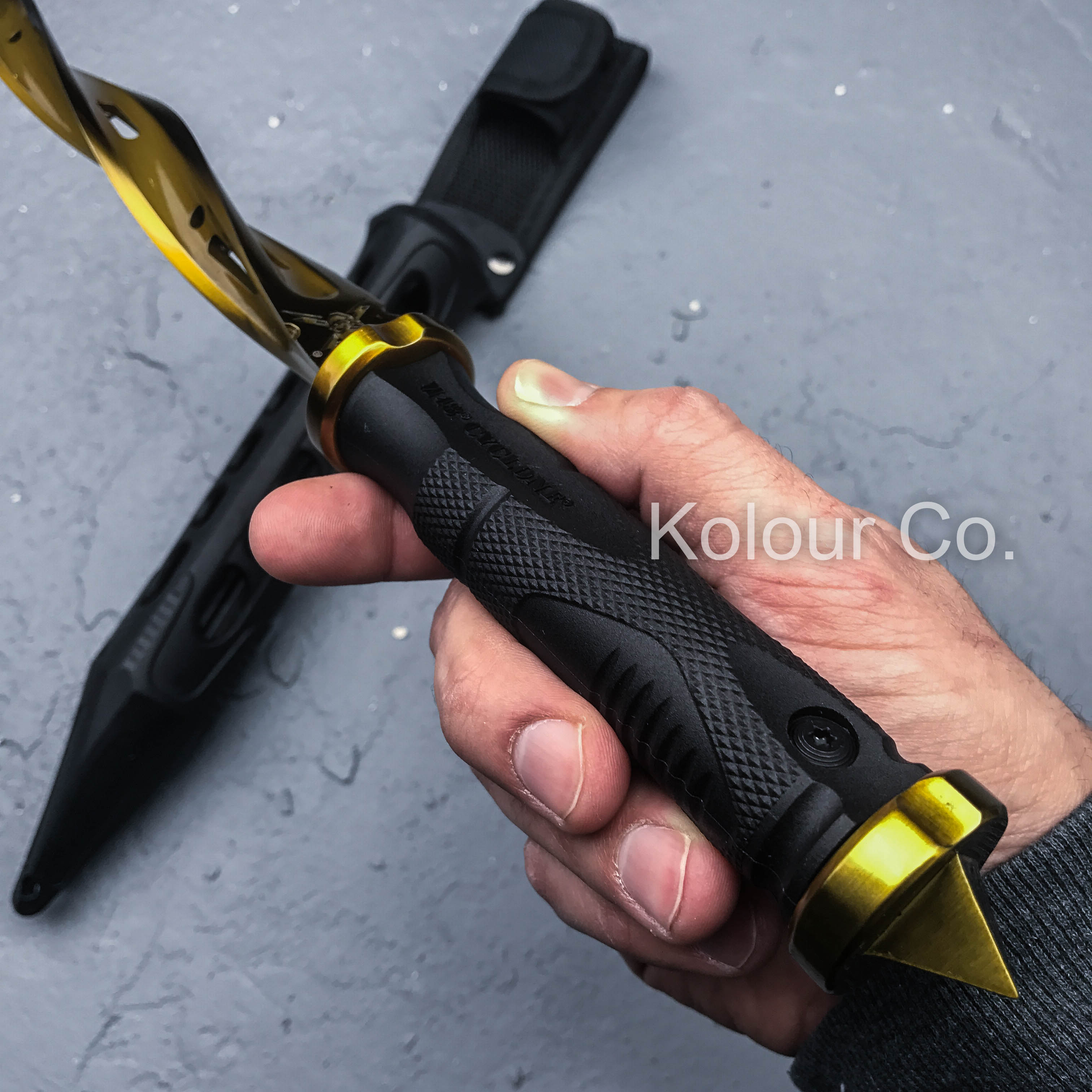 14" M48 CYCLONE TRIDAGGER Tactical Combat FIXED BLADE KNIFE Bowie Gold ...