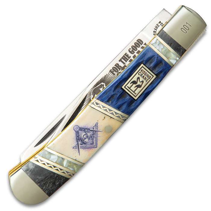 Kissing Crane Freemason Masonic Trapper Folding Pocket Knife ...