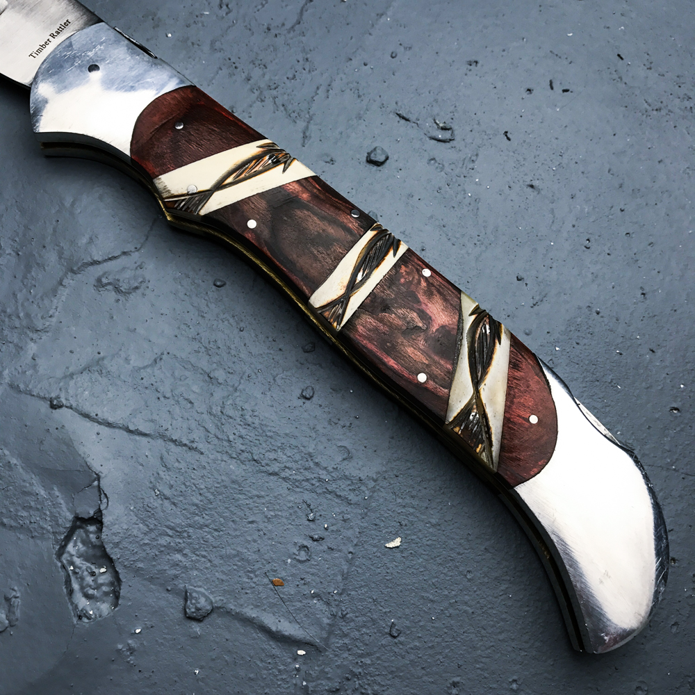 18" GIANT FOLDING POCKET KNIFE Wood Camping Hunting Lockback Skinner ...