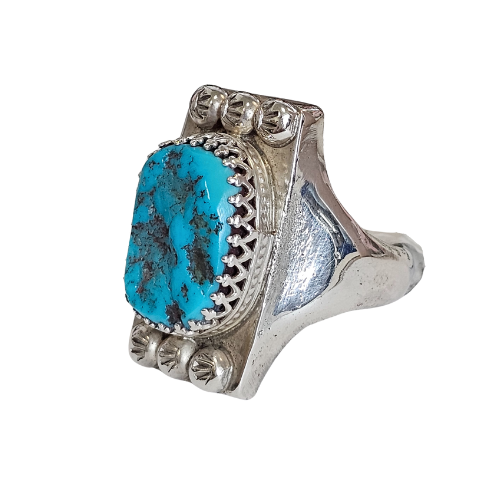 Navajo Cody Hunter Handcrafted Large Rectangle Turquoise Sterling ...