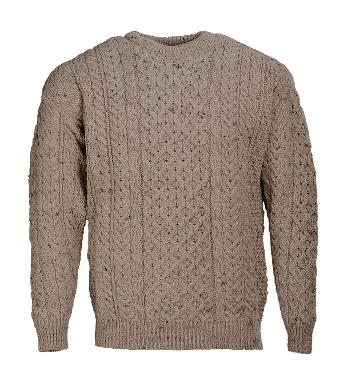 Merino Wool Sweater Traditional Knit Crew Neck Pullover Honeycomb Knit ...