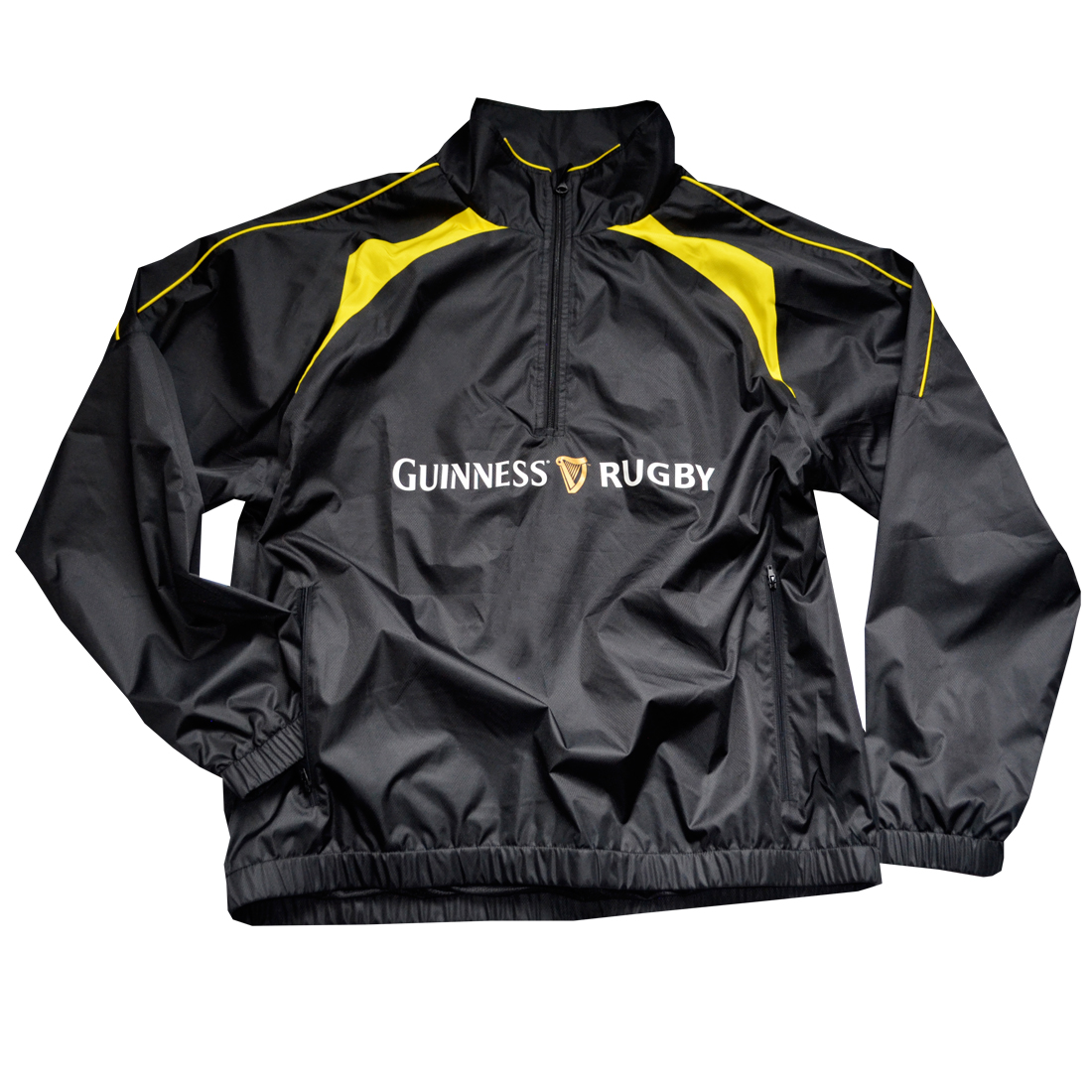 Men Waterproof Black Jacket Half Zip Front Pockets Guinness Rugby ...