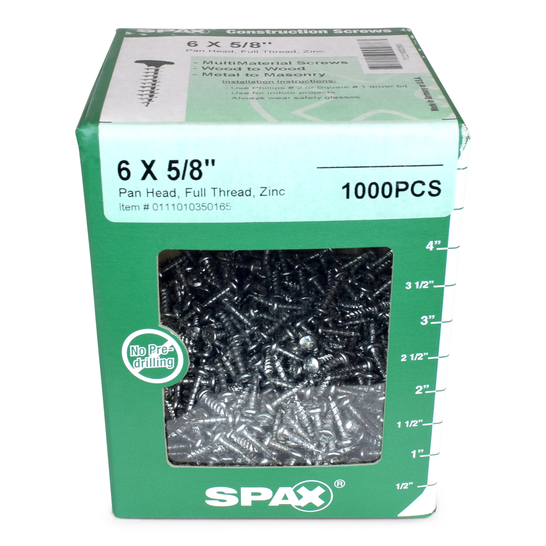 (1,000) Spax #6 x 5/8" Pan Head Wood Screws, 4Cut Point, Phillips #2 ...