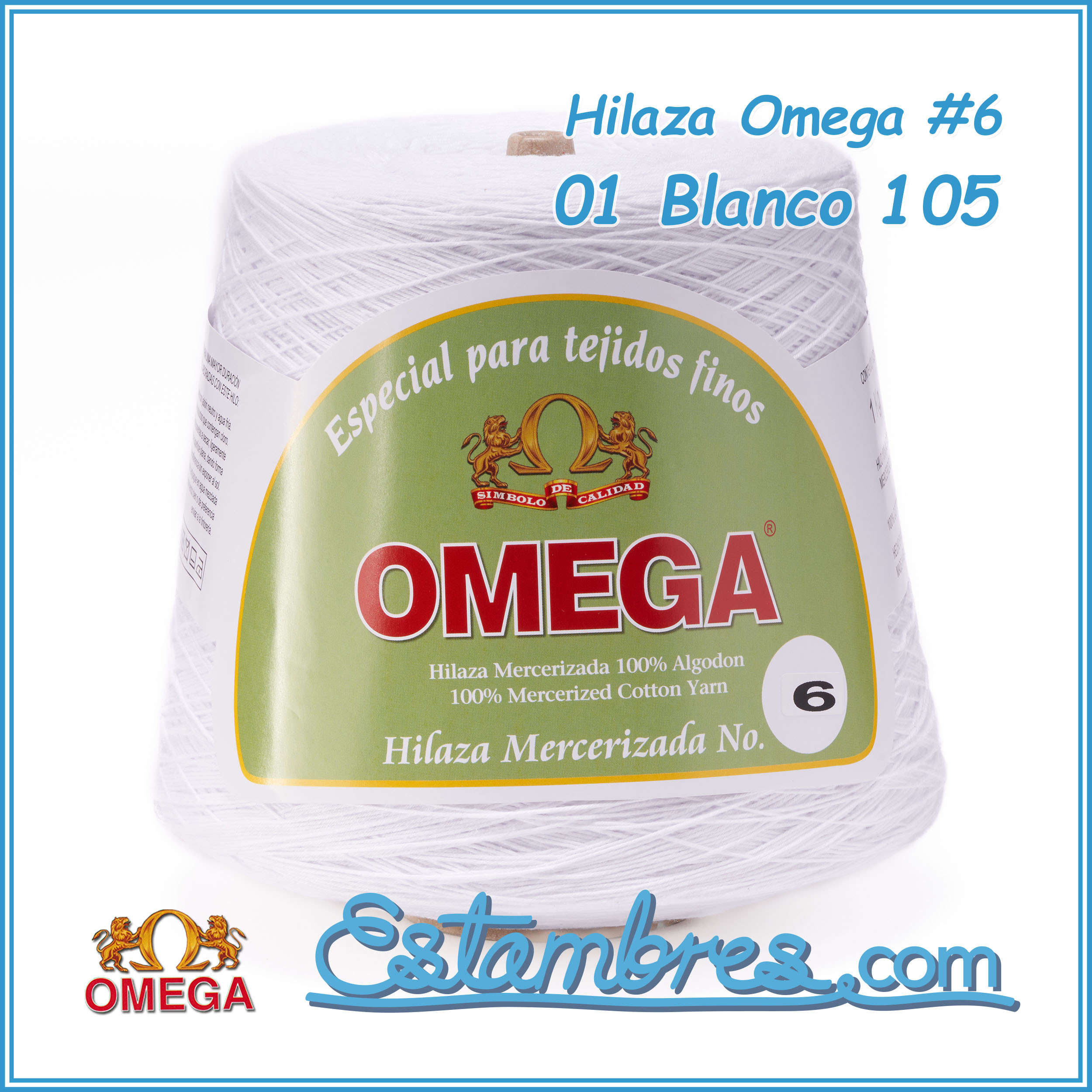 OMEGA NO.6 [Cone 1KG] by Omega - Soft Yarn 100% Mercerized Cotton Yarn ...