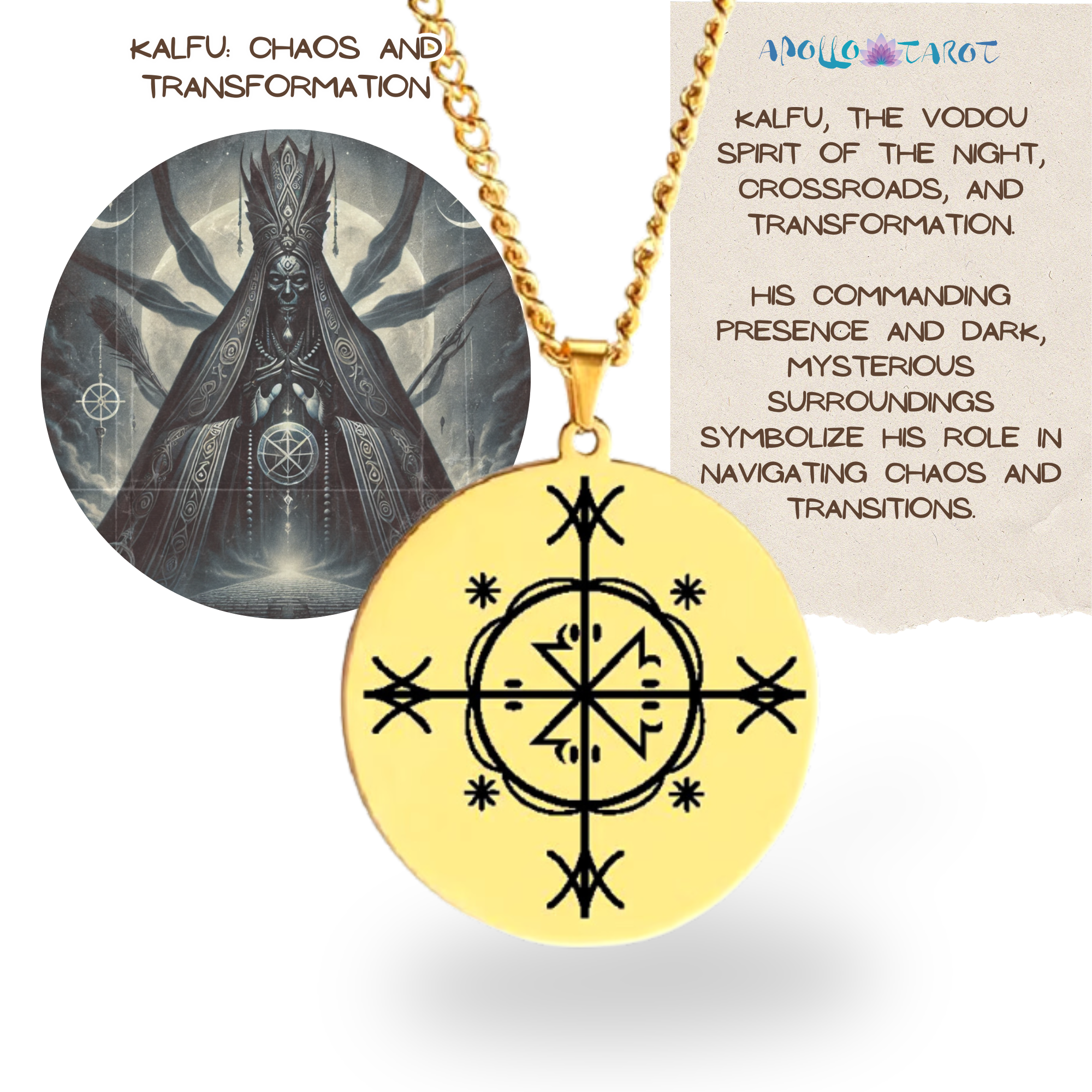 Gold Voodoo Veve Sigil Charm Necklace • Vodou Lwa Loa Amulet Talisman ...