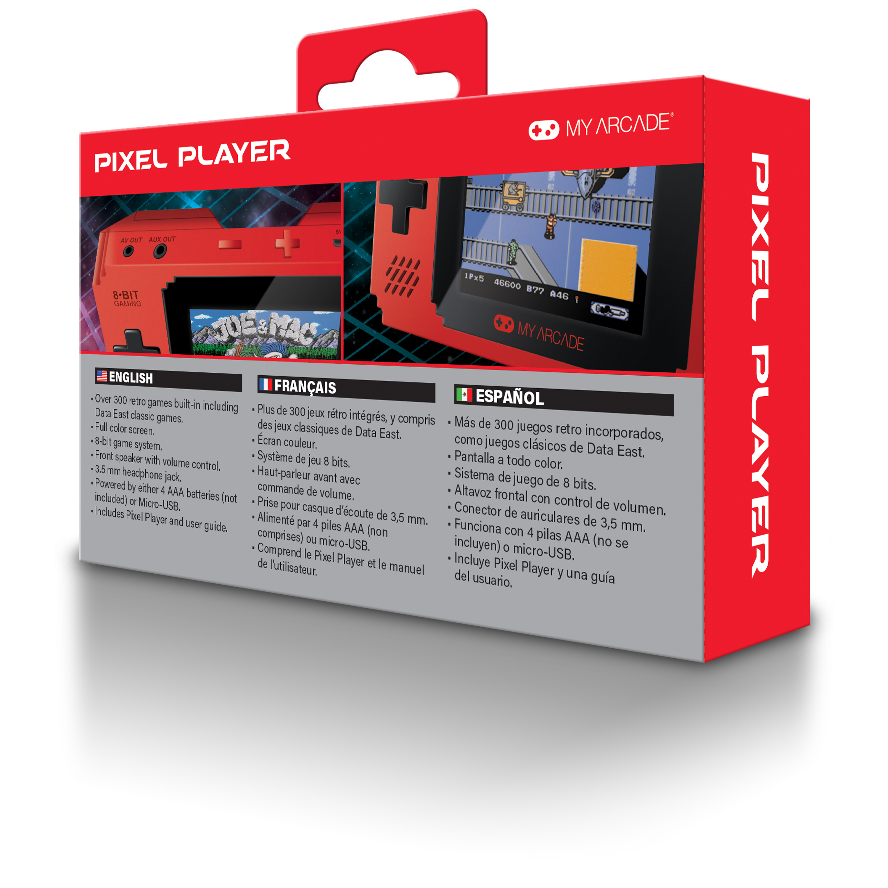 MY ARCADE Pixel Player Portable Handheld 300 Built-in Video Games+Data ...