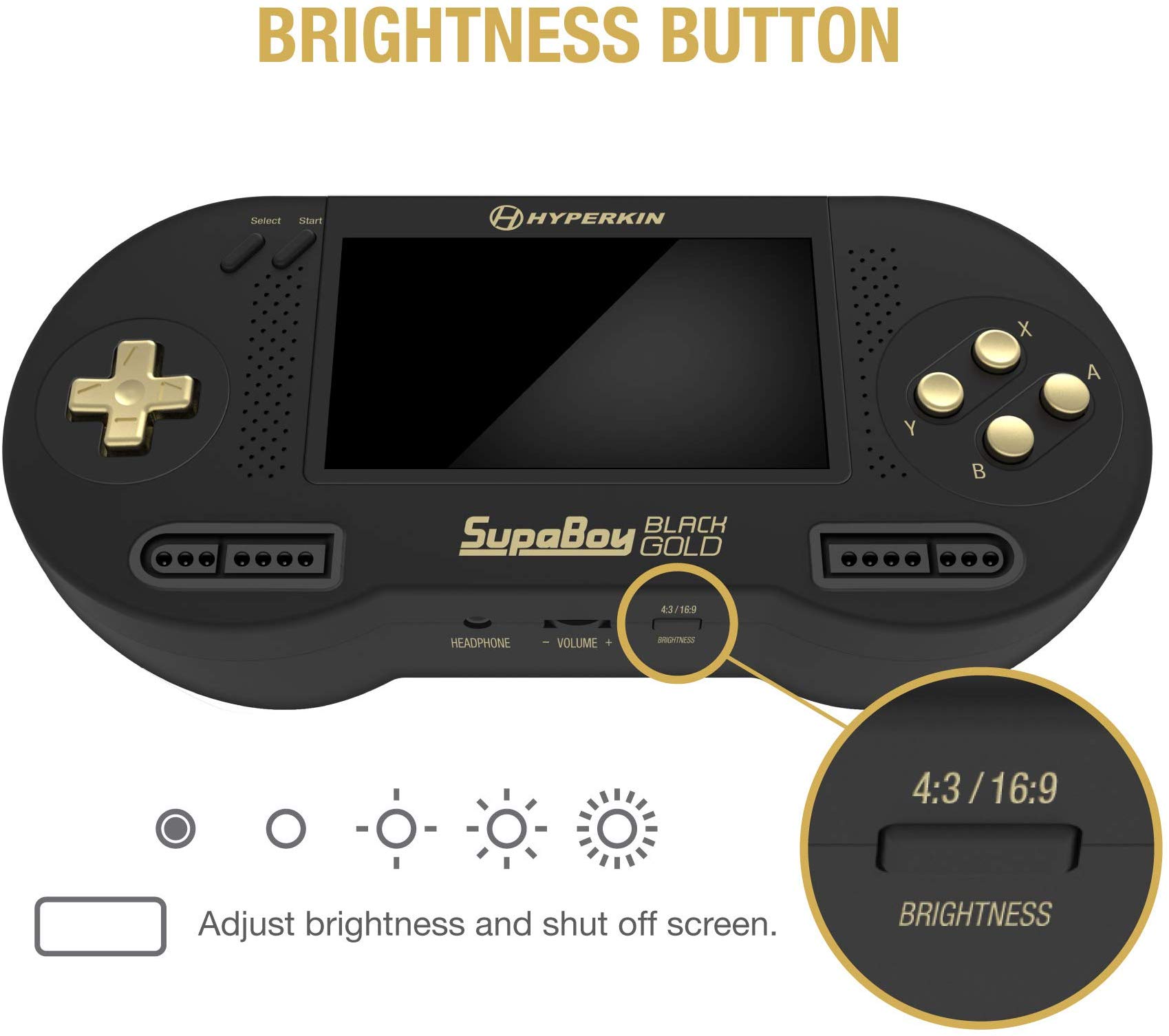 Hyperkin SupaBoy Blackgold Portable Console for Nintendo SNES / Super ...