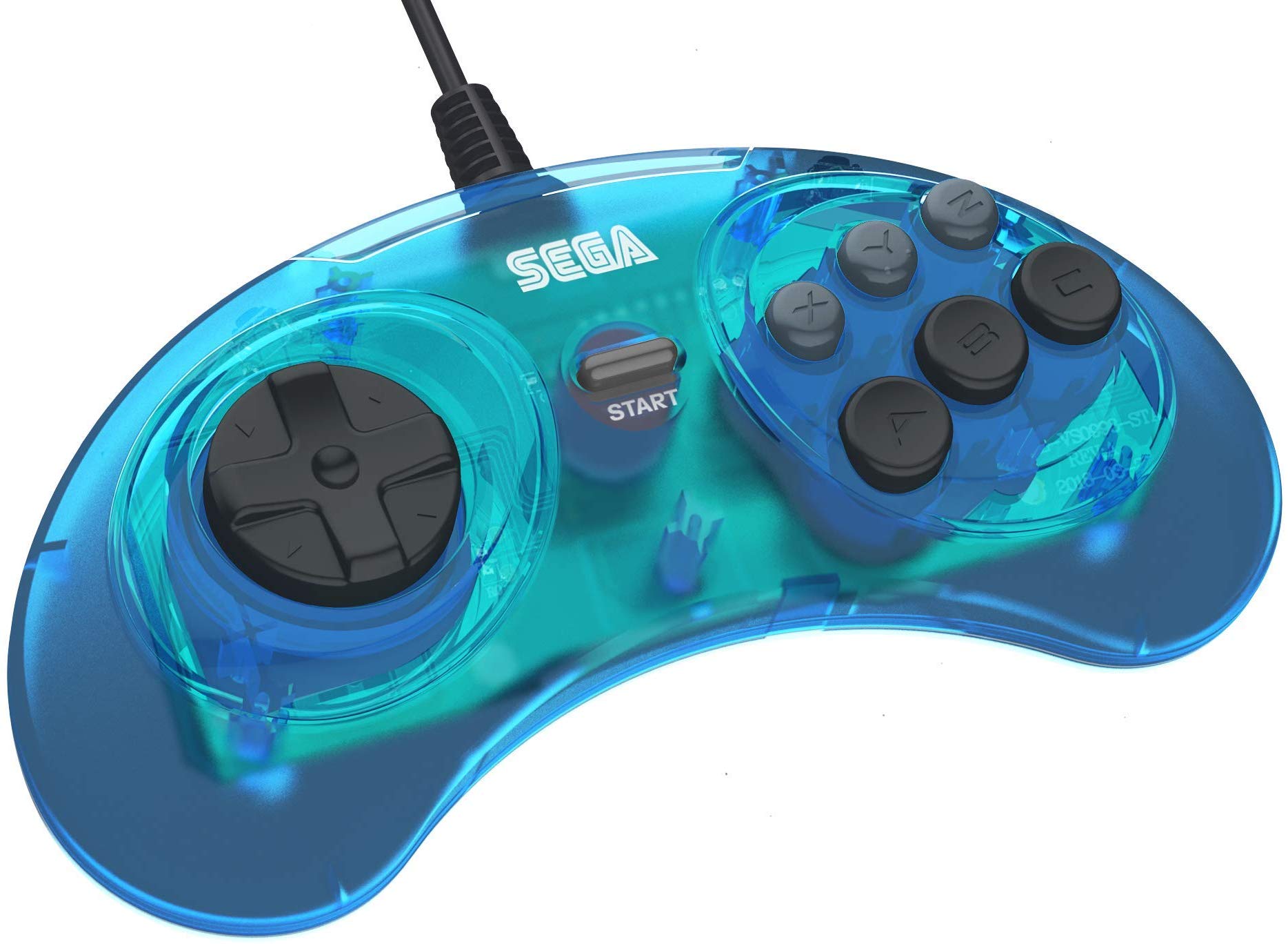 Retro-Bit Official Sega Genesis Controller 6-Button Arcade Pad - Clear ...