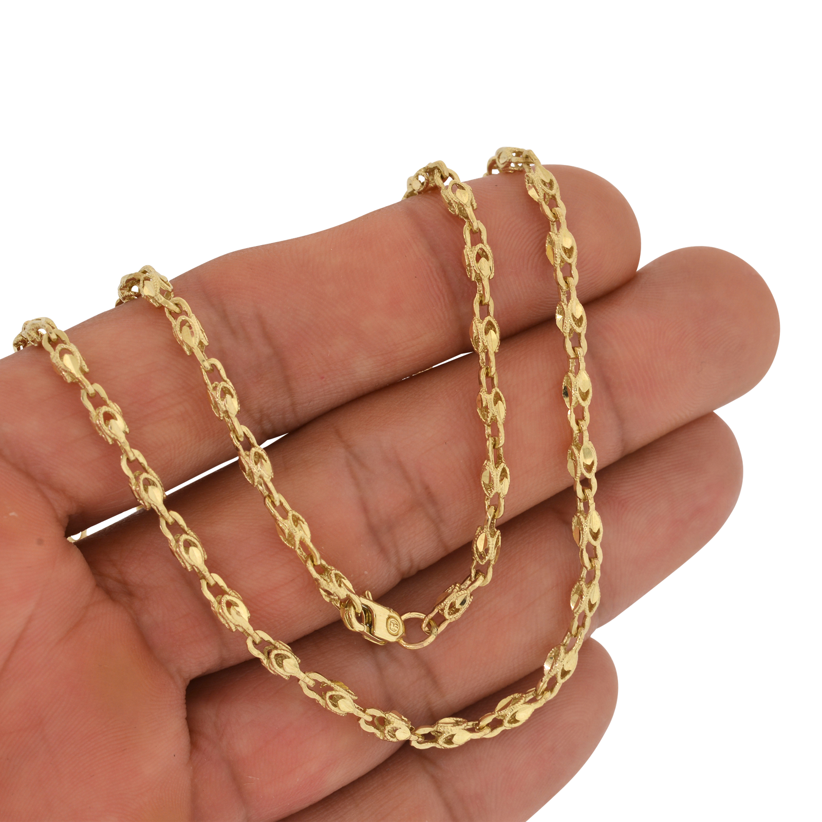 Men s 10k Gold 3mm Turkish Link Chain Necklace 24 Marquise Style