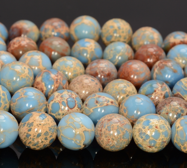Light Blue Sea Sediment Imperial Jasper Gemstone Round 4mm 6mm 8mm 10mm ...