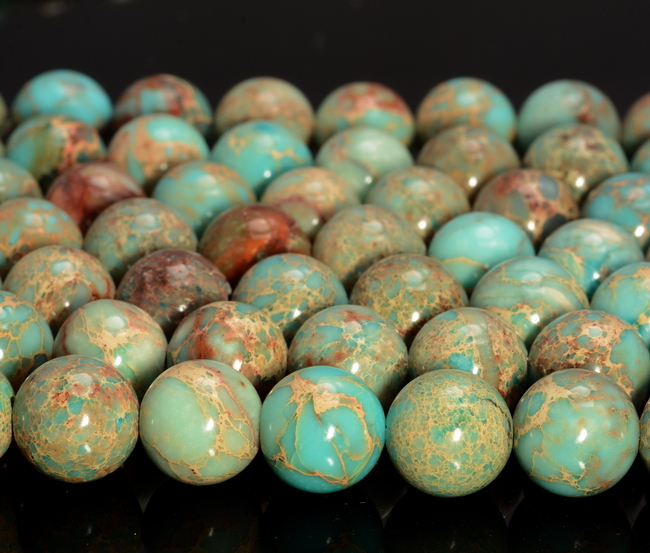 Turquoise Blue Sea Sediment Imperial Jasper Round 4mm 6mm 8mm 10mm ...