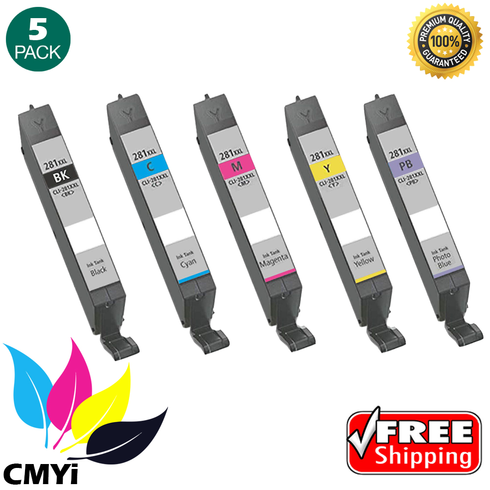 5PK PGI-280 XXL CLI-281 XXL Black Color Ink for Canon PIXMA TR7520 ...