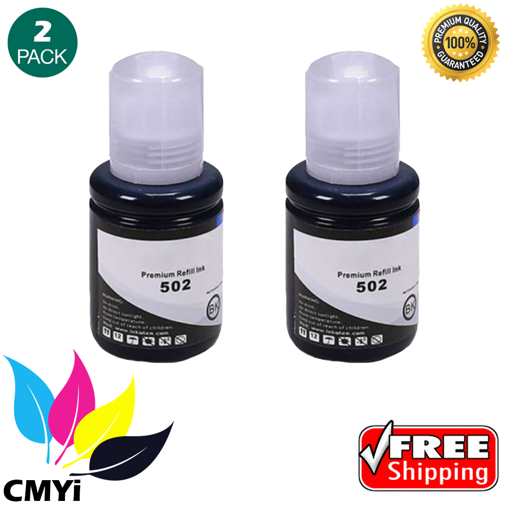 Refill Ink Bottles for Epson Ecotank 502 Black Color Bottle Fits ET ...