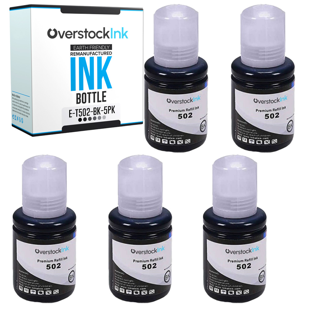 5PK Replacement T502BK Ink Bottles for Epson EcoTank ET-4760 ET-4850 ET ...