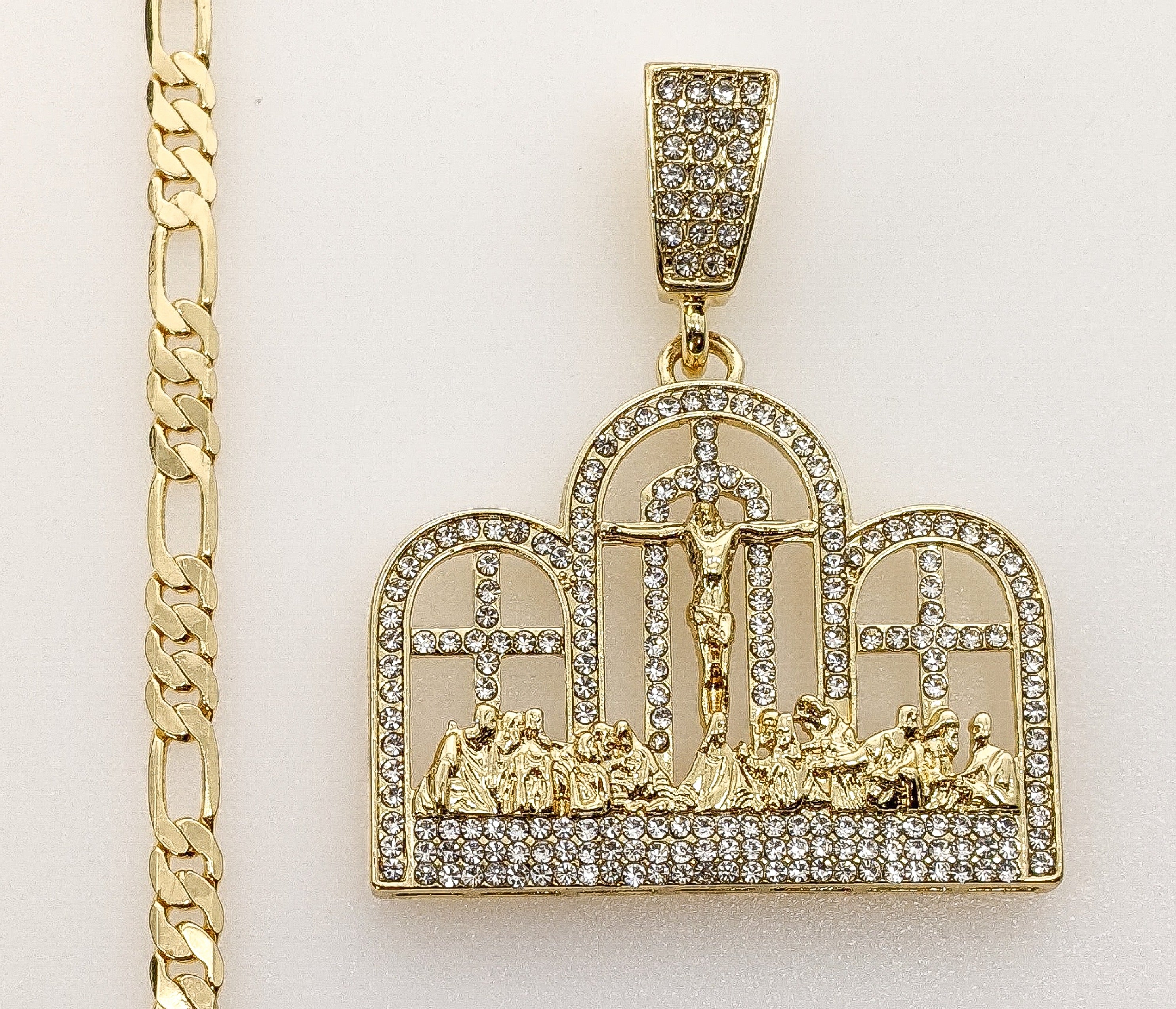 Last Supper Jesus Gold Plated 5mm Chain Necklace Oro Ultima Cena Dije ...