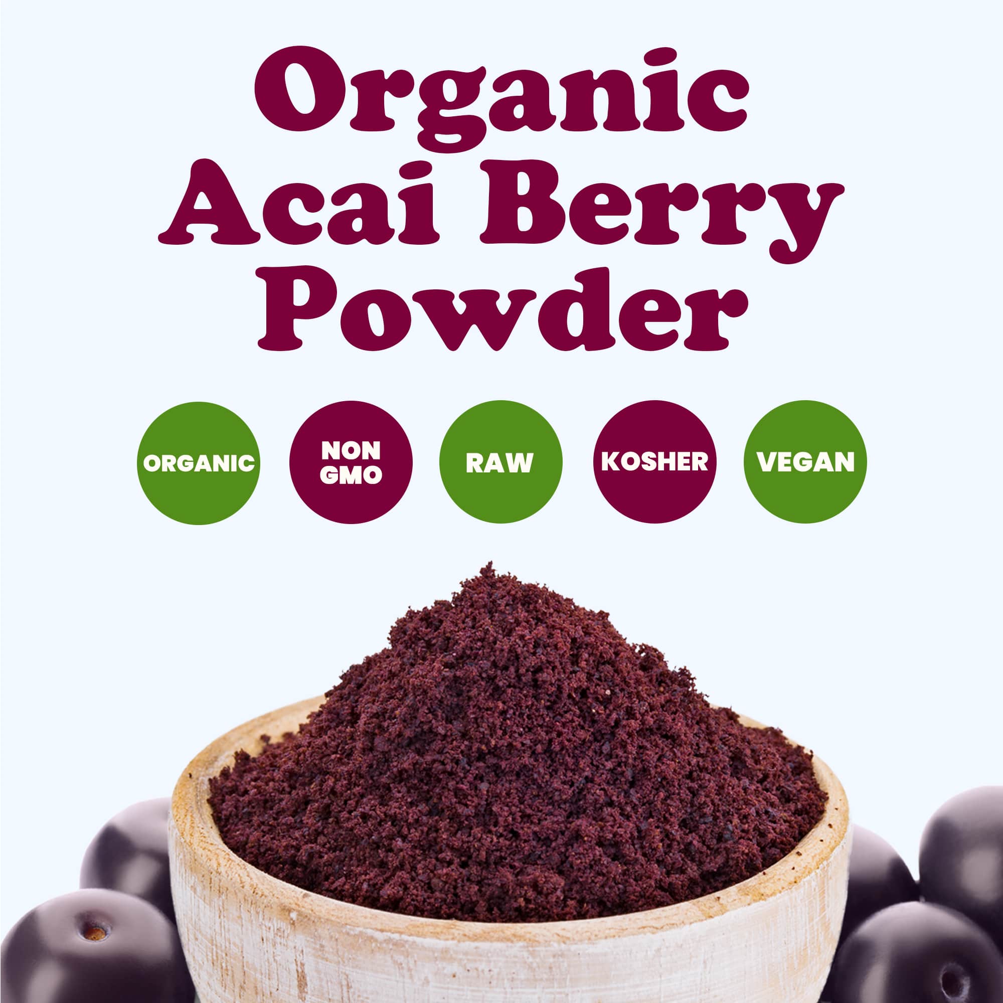 Organic Acai Berry Powder - Non-GMO, Kosher, Raw, Vegan - by Food To ...
