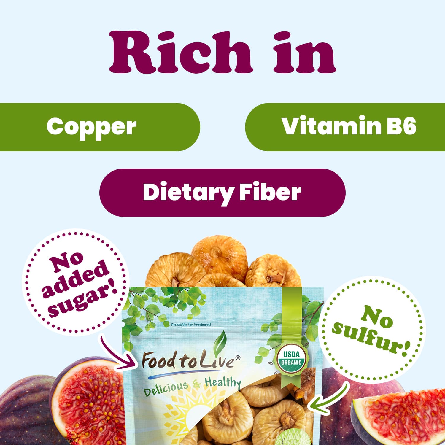 Organic Smyrna Figs — Non-GMO, Kosher, Raw, Vegan — by Food to Live | eBay