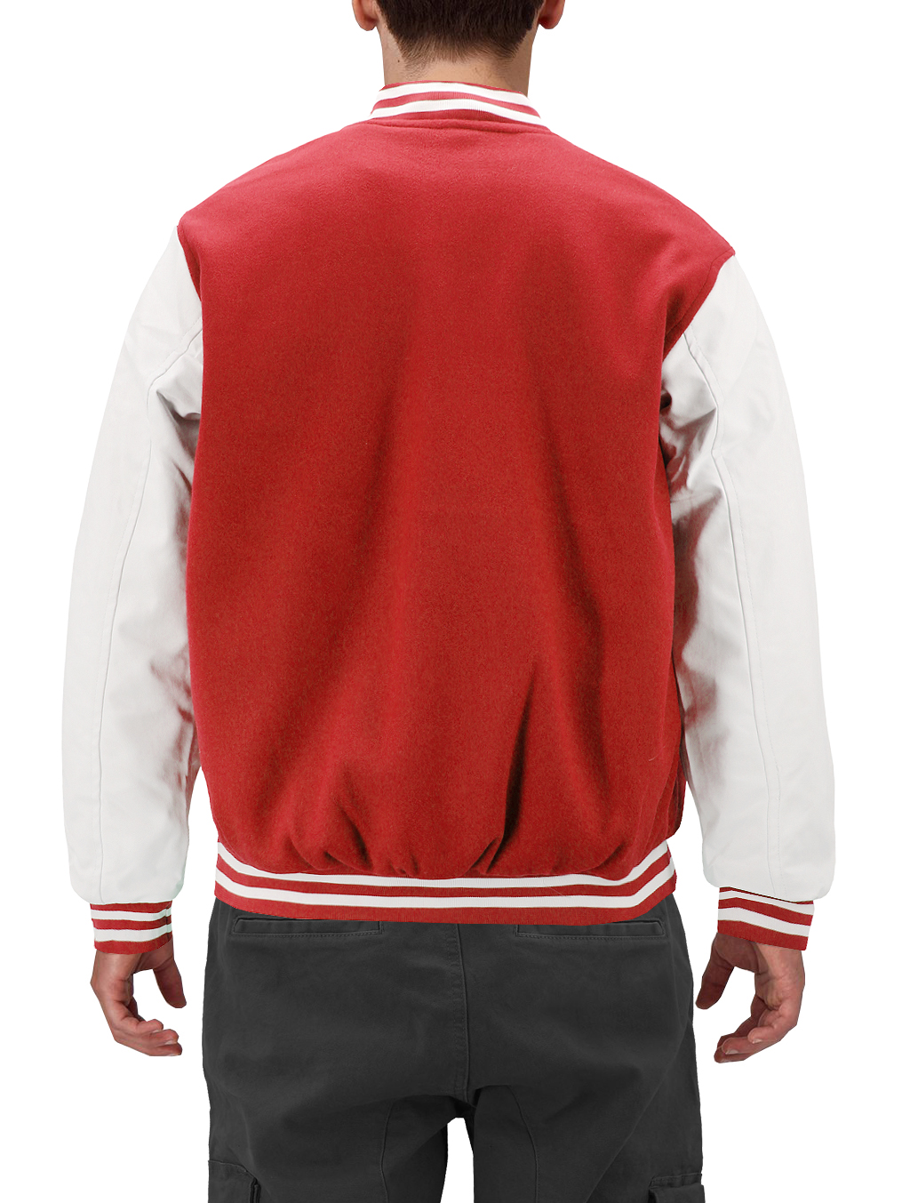 Men's Classic Two Tone Snap Button College Sports Letterman Varsity ...