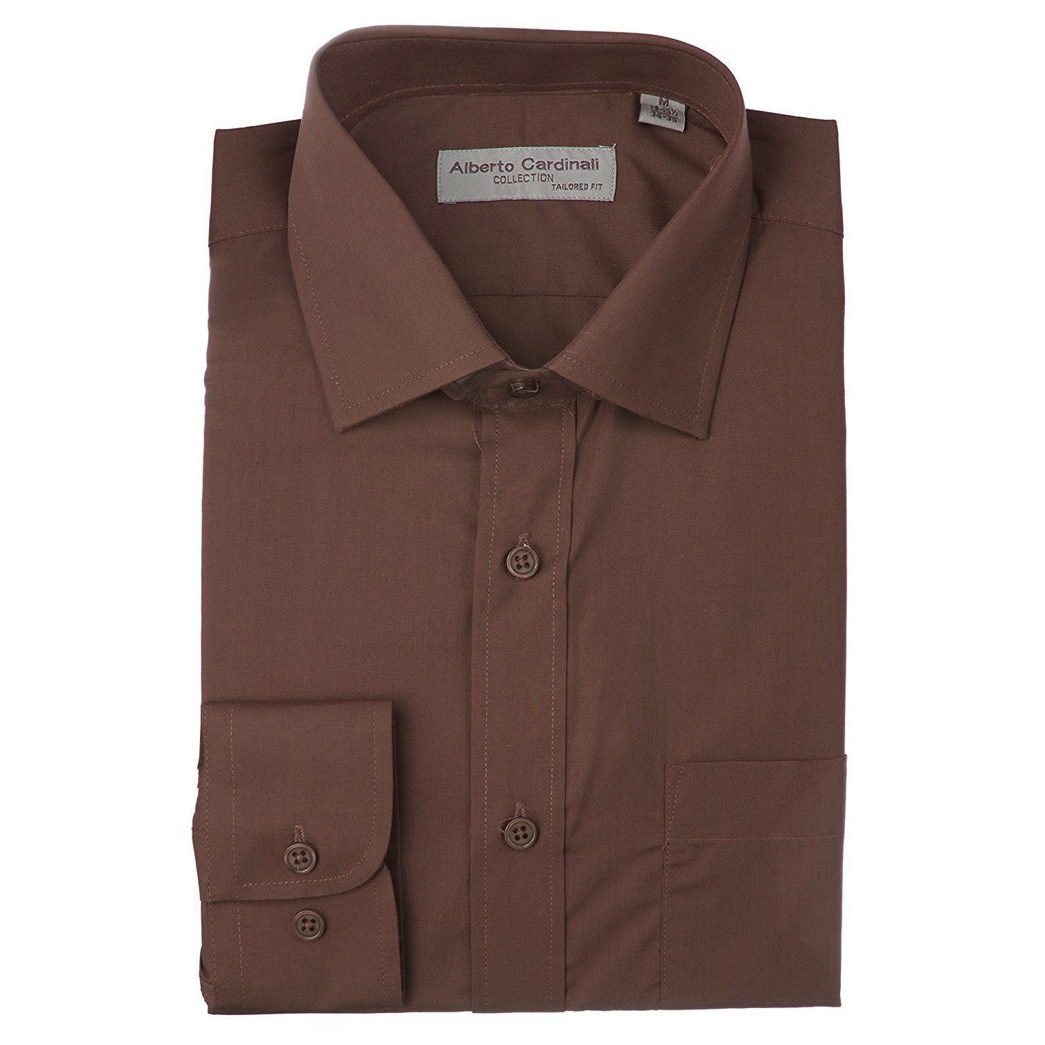 Alberto Cardinali Men's Tailored Fit Long Sleeve Wrinkle Resistant ...