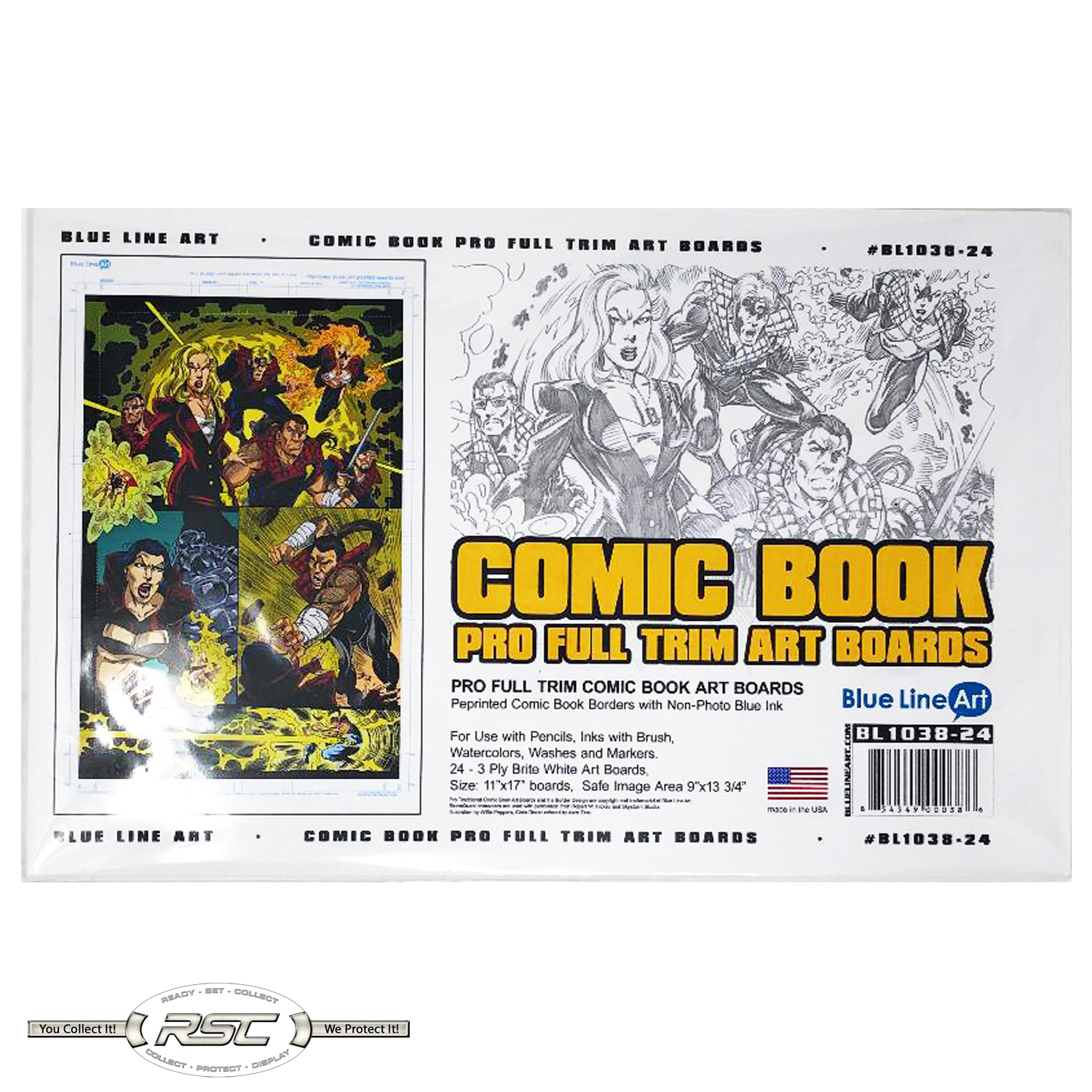 24 - Blue Line Comic Book Pro Art Boards - Full Trim Border - New ...
