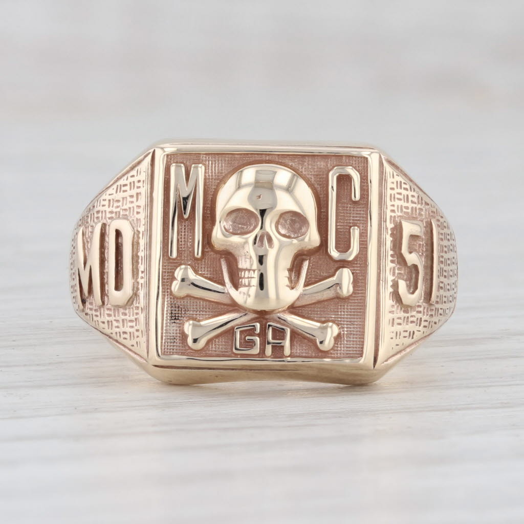 Medical College Georgia Skull Bones Class Ring 10k Yellow Gold Size 8.5 ...