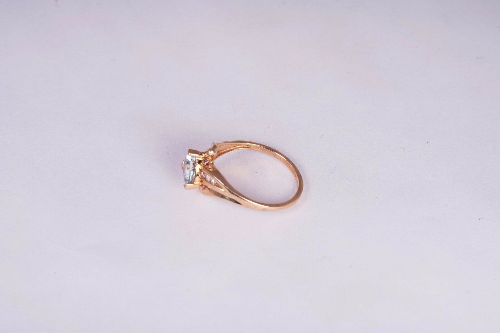 10K Yellow Gold Aquamarine and Diamond Chip Ring, size 8 | eBay