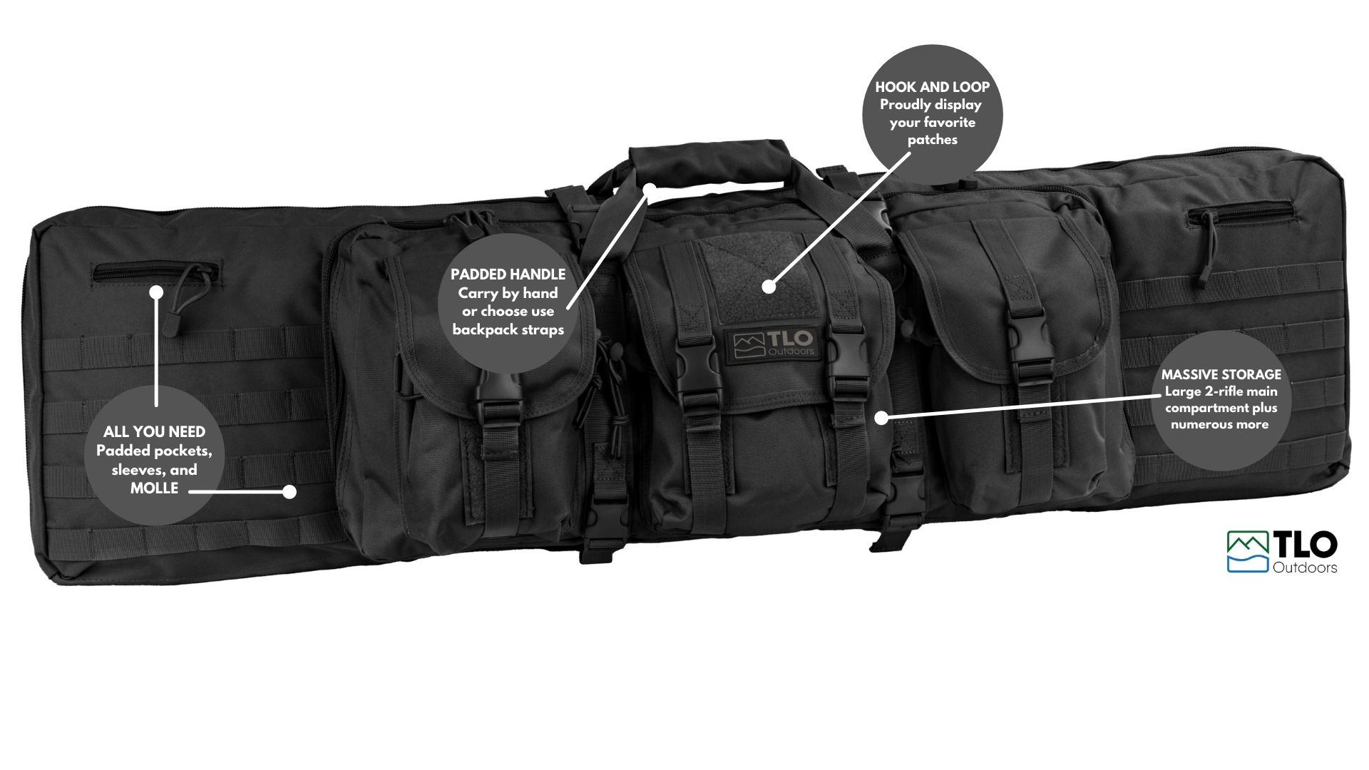 TLO Outdoors Tactical Double Rifle Gun Case - Soft Range Bag w ...