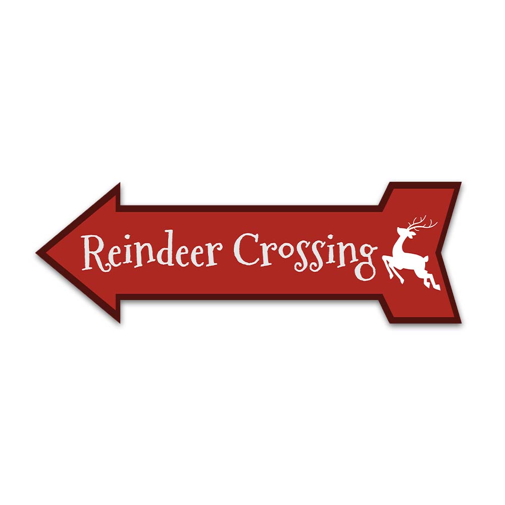 Arrow Shape Plus Reindeer Crossing 12x4" Wall or Door Sign | Christmas ...