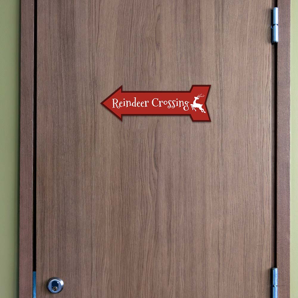 Arrow Shape Plus Reindeer Crossing 12x4" Wall or Door Sign | Christmas ...