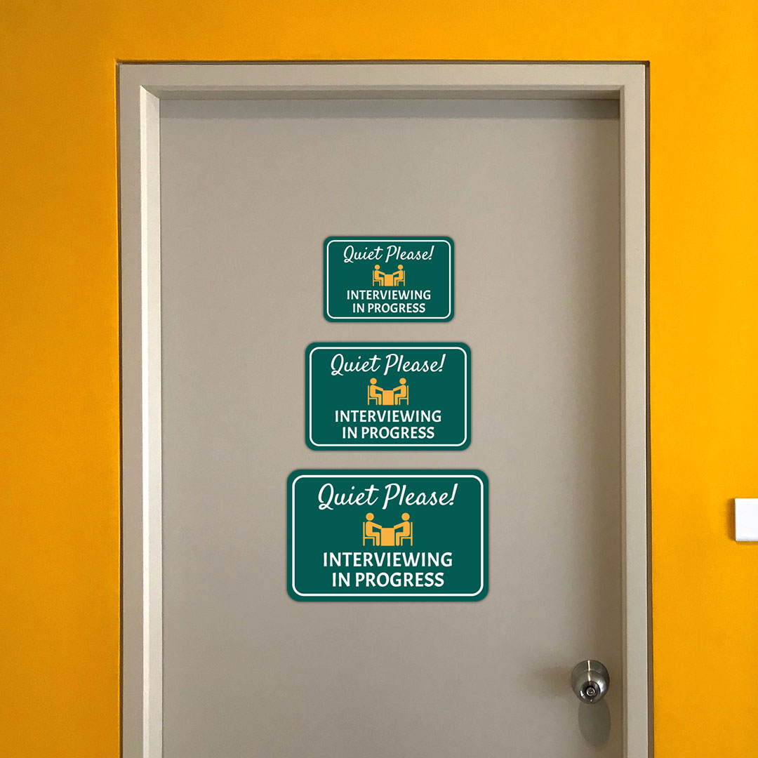 Classic Framed Plus Quiet Please! Interviewing in Progress Wall or Door ...