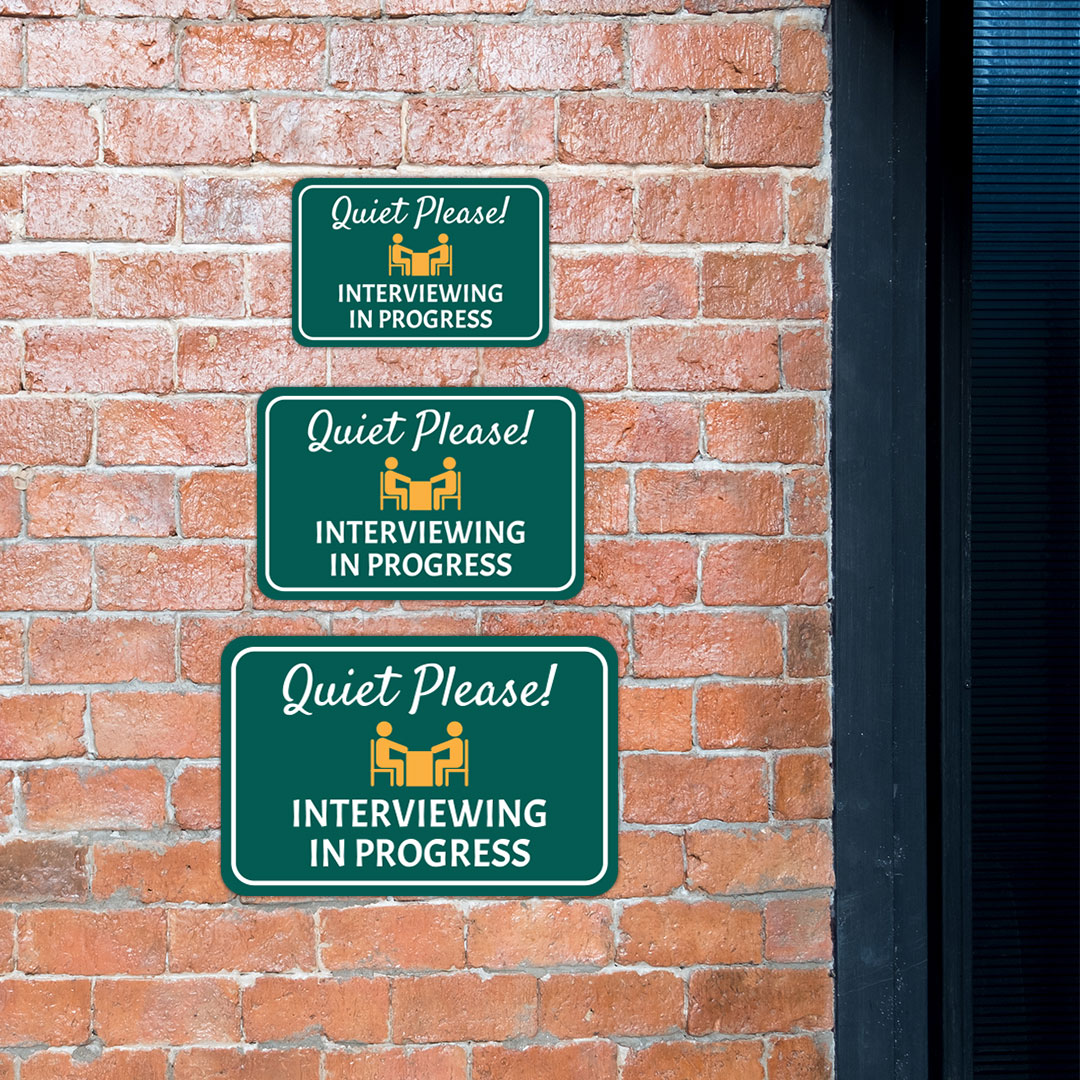 Classic Framed Plus Quiet Please! Interviewing in Progress Wall or Door ...